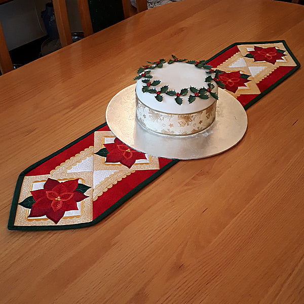 Quilted Poinsettia Table Runner – Machine Embroidery Design | EmbWeekly