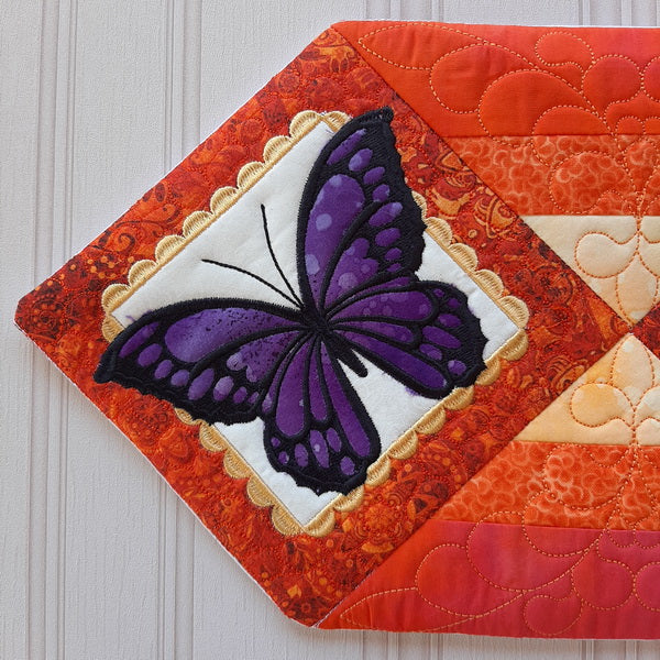 IHQ Butterfly Table Runner – Machine Embroidery Design | EmbWeekly
