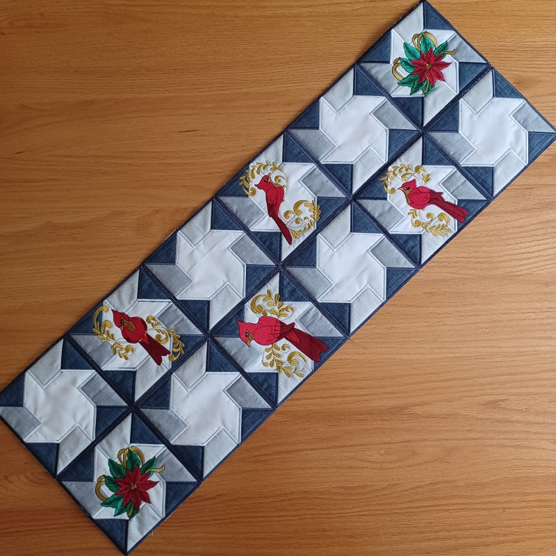 Winter Birds Table Runner – Machine Embroidery Design | EmbWeekly