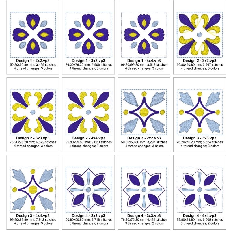 Talavera Mini Blocks – Machine Embroidery Design | EmbWeekly