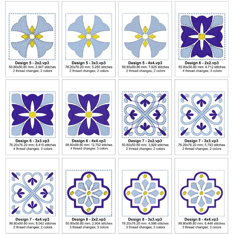Talavera Mini Blocks – Machine Embroidery Design | EmbWeekly
