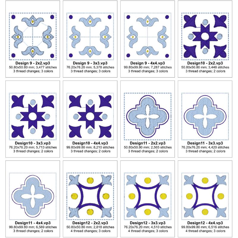 Talavera Mini Blocks – Machine Embroidery Design | EmbWeekly