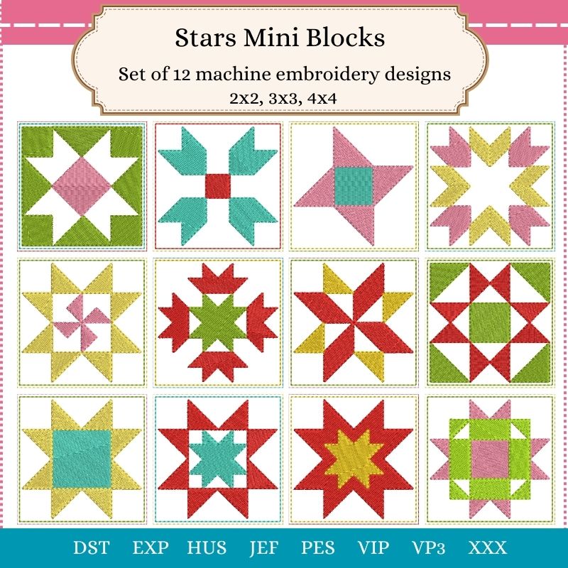 Design Parade - Mini Blocks – Machine Embroidery Design | EmbWeekly