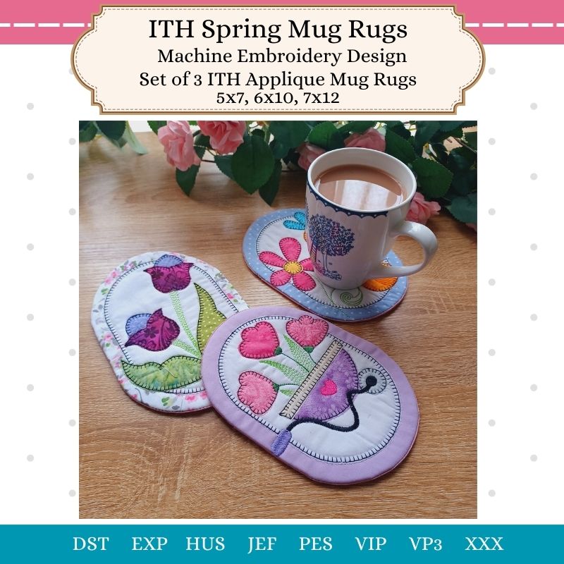 EW409 ITH Spring Mug Rugs – Embroidery Weekly