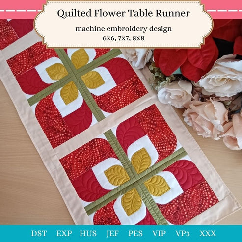 Quilted Flower Table Runner – Machine Embroidery Design | EmbWeekly