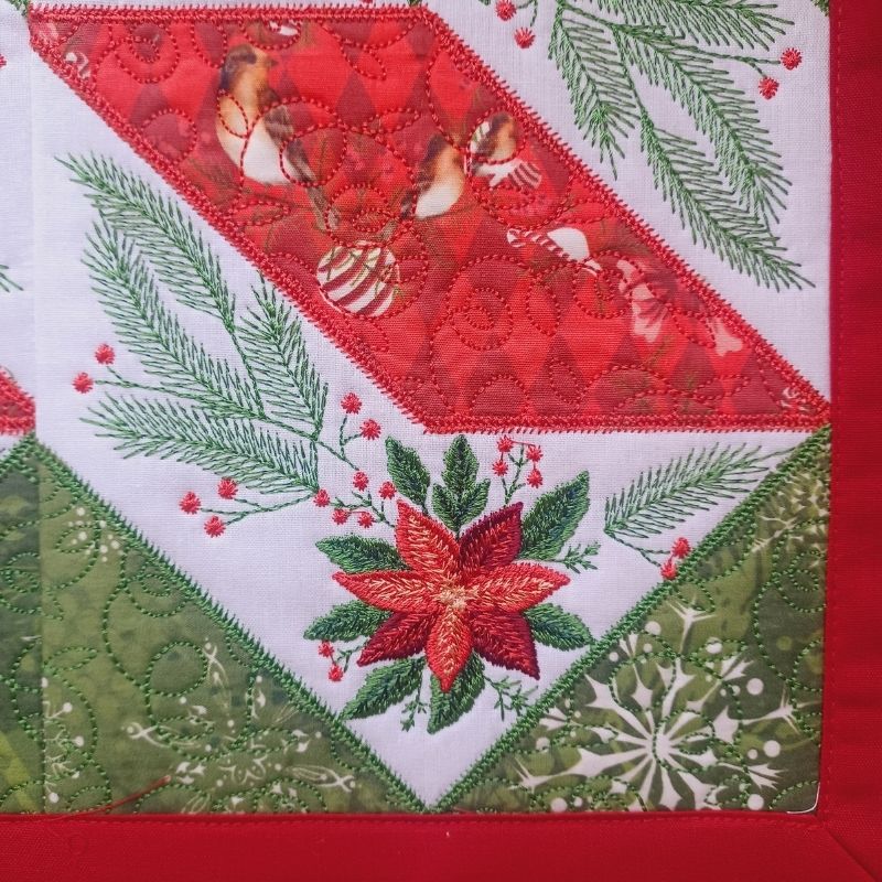 Christmas Poinsettia Table Runner – Machine Embroidery Design | EmbWeekly