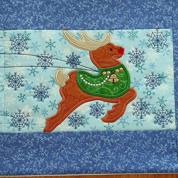 Santa and Reindeer Table Runner – Machine Embroidery Design | EmbWeekly