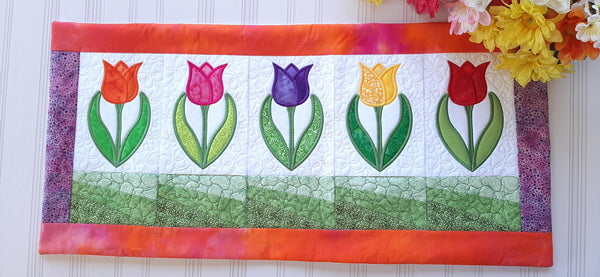 IHQ Tulip Table Runner – Machine Embroidery Design | EmbWeekly