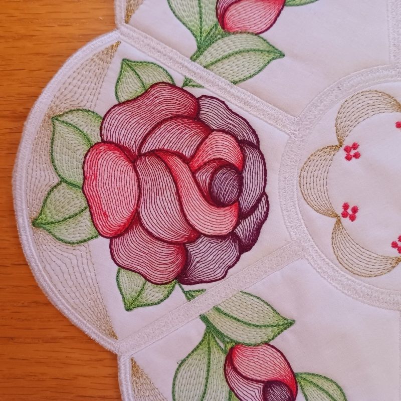 Rose Table Topper – Machine Embroidery Design | EmbWeekly