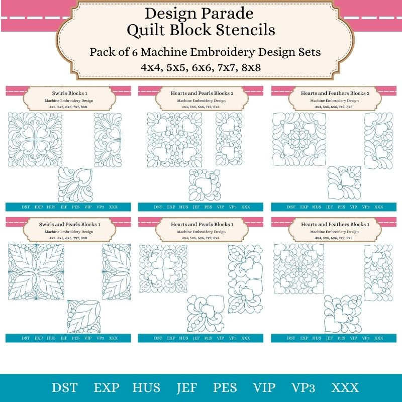EWDP003 Quilt Block Stencils – Embroidery Weekly