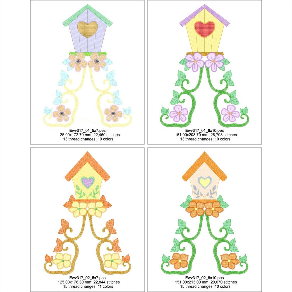 Bird House Side Seam Designs – Machine Embroidery Design | EmbWeekly