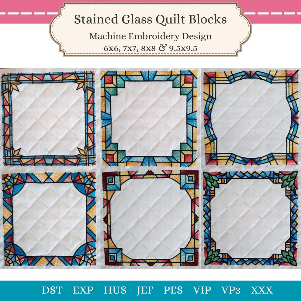 Stained Glass Qult Blocks – Machine Embroidery Design | EmbWeekly