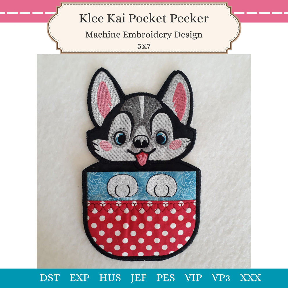 Klee Kai Pocket Peeker – Machine Embroidery Design | EmbWeekly