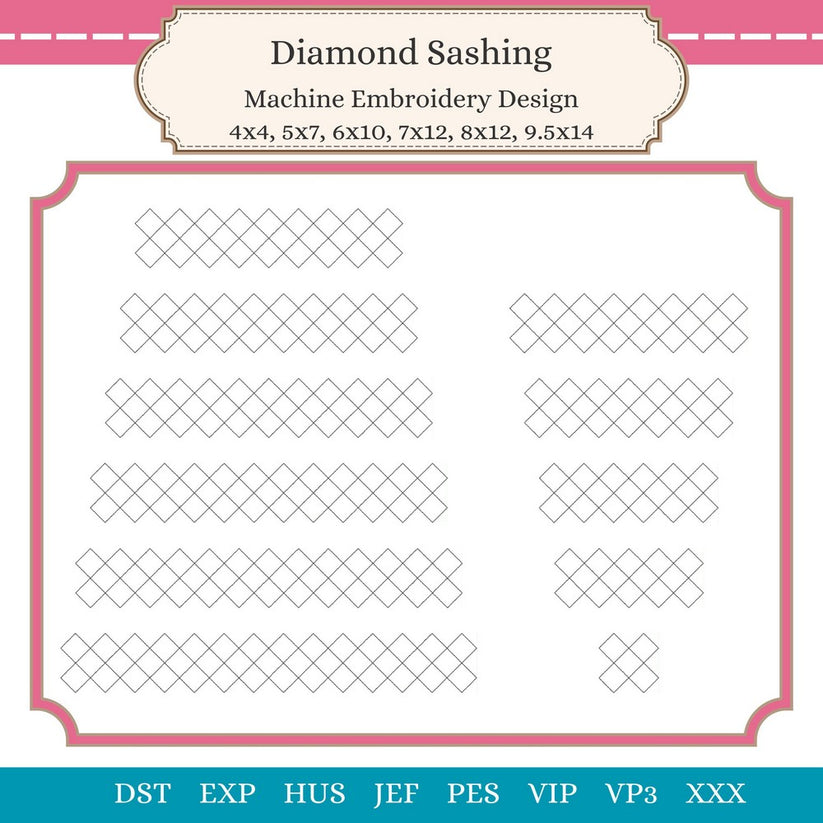 Diamond Sashing – Machine Embroidery Design | EmbWeekly