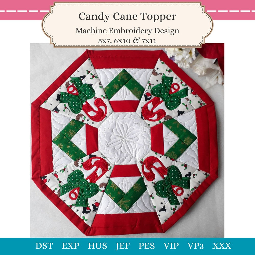 Candy Cane Topper – Machine Embroidery Design | EmbWeekly