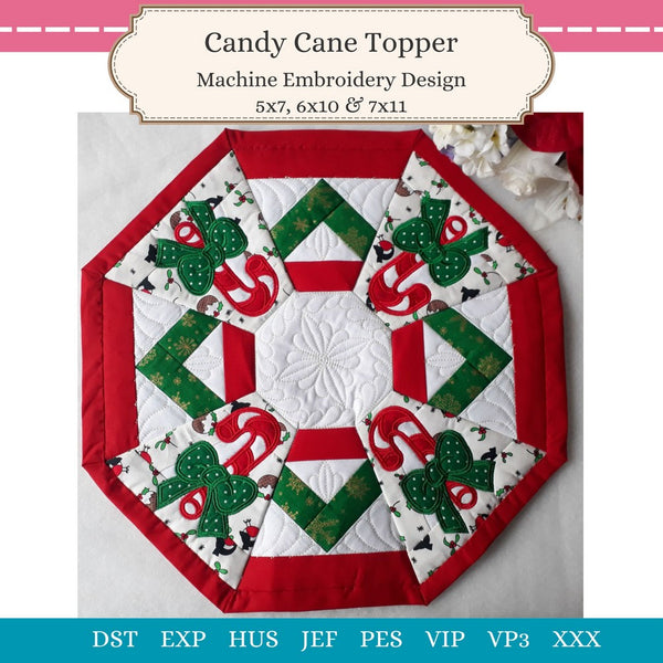 Candy Cane Topper – Machine Embroidery Design | EmbWeekly