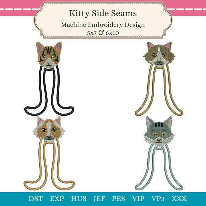 Kitty Side Seam Designs – Machine Embroidery Design | EmbWeekly